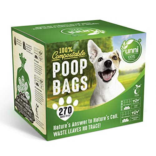 UNNI 100% Compostable Dog Poop Bags, Extra Thick Pet Waste Bags, 270 Count, 18 Refill Rolls, 9x13 Inches, Earth Friendly Highest ASTM D6400, Europe OK Compost Home and Seedling Certified,San Francisco