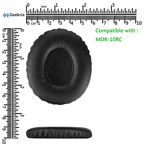 Geekria QuickFit Replacement Ear Pads for Sony MDR-10RC Headphones Ear Cushions, Headset Earpads, Ear Cups Repair Parts (Black)