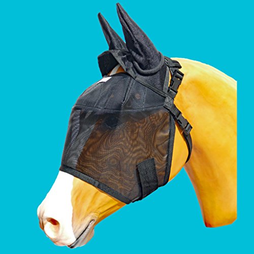 EquiVizor 95% UV Eye Protection (XL) Horse Fly Mask with Ears. Uveitis, Corneal Ulcer, Cataract, Light Sensitive, Cancer. Designed to Stay On Your Horse, Off The Ground!