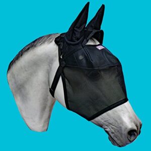 EquiVizor 95% UV Eye Protection (XL) Horse Fly Mask with Ears. Uveitis, Corneal Ulcer, Cataract, Light Sensitive, Cancer. Designed to Stay On Your Horse, Off The Ground!