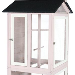 TRIXIE Outdoor Bird Aviary, 67-in Wooden Birdcage, 2 Perches, Ideal for Small Birds, Finches, Gray, (55952)