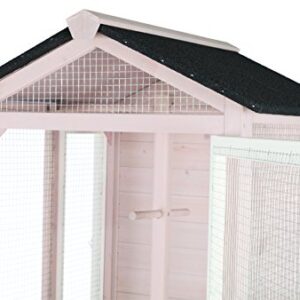 TRIXIE Outdoor Bird Aviary, 67-in Wooden Birdcage, 2 Perches, Ideal for Small Birds, Finches, Gray, (55952)