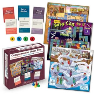 Really Good Stuff Comprehension Board Game Trio (3 Games): Cause and Effect, Fact or Opinion & Context Clues – Grades 4–5