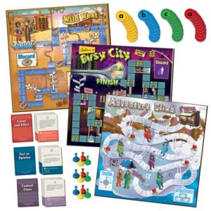 Really Good Stuff Comprehension Board Game Trio (3 Games): Cause and Effect, Fact or Opinion & Context Clues – Grades 4–5