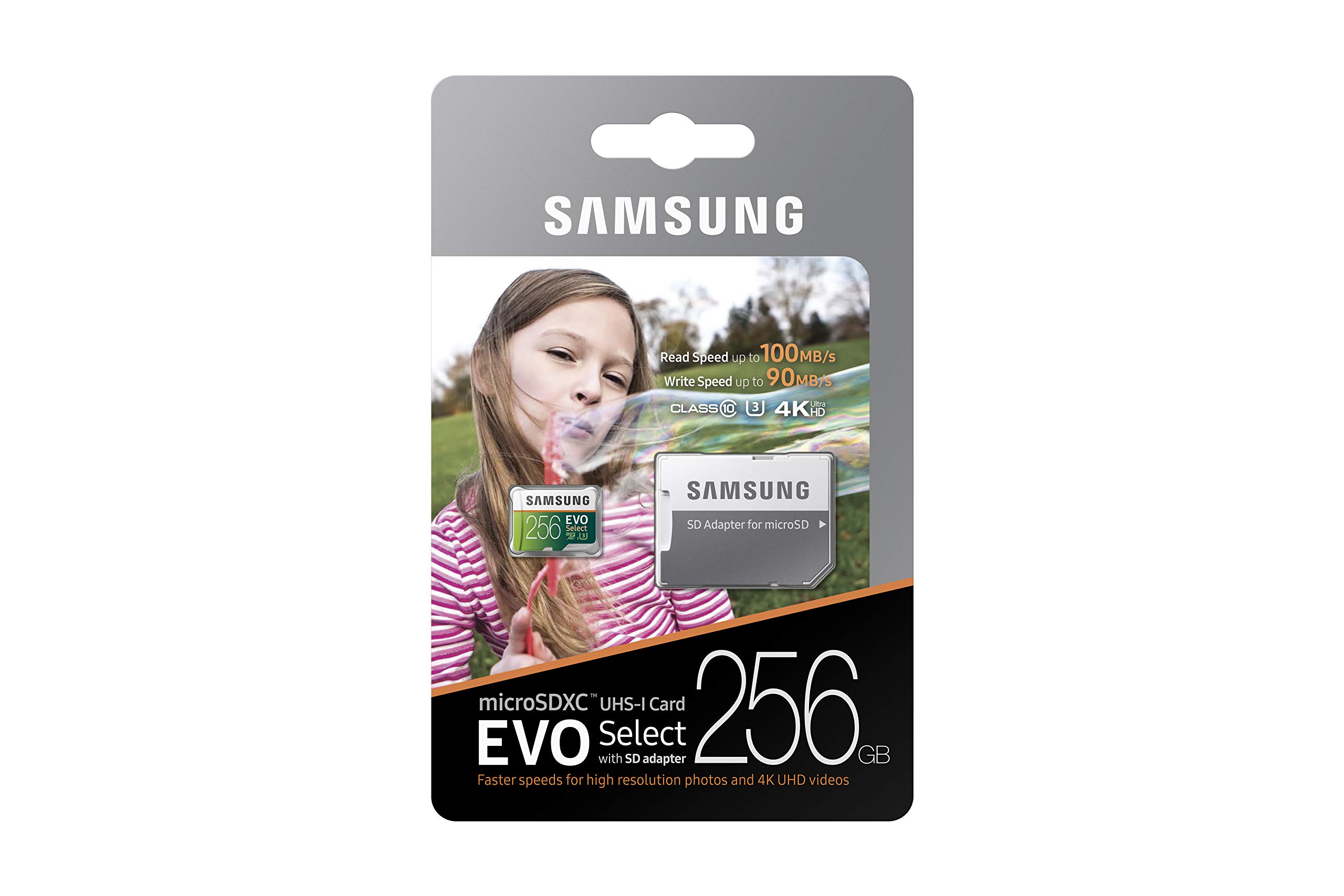 SAMSUNG (MB-ME256GA/AM) 256GB 100MB/s (U3) MicroSDXC EVO Select Memory Card with Full-Size Adapter