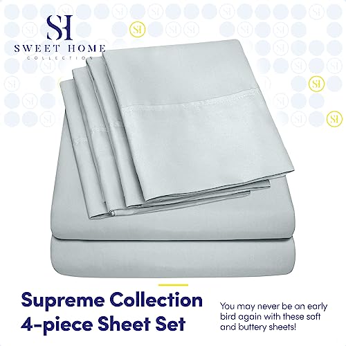 Twin Size Bed Sheets - 4 Piece 1500 Supreme Collection Fine Brushed Microfiber Deep Pocket Twin Sheet Set Bedding - 1 EXTRA PILLOW CASES, GREAT VALUE, Twin, Porclain Blue