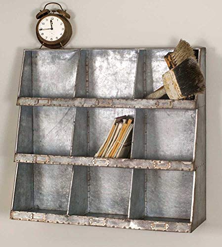 Industral Style Vintage Farmhouse Country Rustic Galvanized Steel Wall Cubbies Shelves Bins (1)