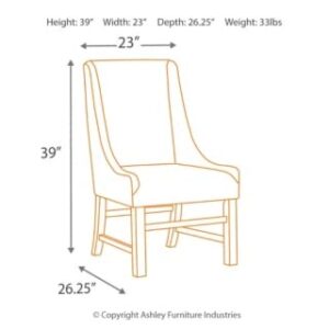 Signature Design by Ashley Sommerford Modern Farmhouse Upholstered 2 Piece Dining Chair Set, Brown