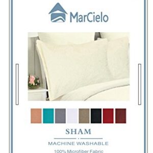 MarCielo 2-Piece Embroidered Pillow Shams, Decorative Microfiber Pillow Shams Set Standard Size Grey