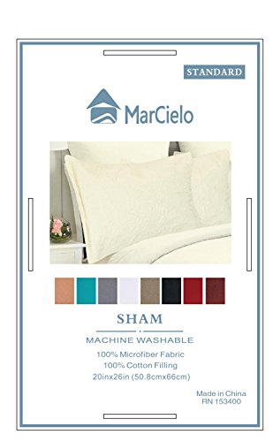 MarCielo 2-Piece Embroidered Pillow Shams, Decorative Microfiber Pillow Shams Set Standard Size Grey