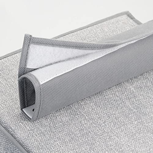 mDesign Long Soft Fabric Over Closet Rod Hanging Storage Organizer with 6 Shelves for Clothes, Leggings, Lingerie, T Shirts - Textured Print with Solid Trim - 2 Pack - Gray