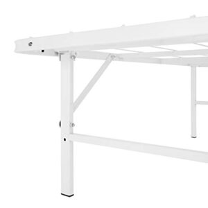 IdealBase 14" Metal Bed Frame Queen Size Heavy Duty Foldable Bed Frame Folding Bed Frame with Steel Metal Slats Mattress Foundation Box Spring Replacement 600lbs Capacity Queen Bed Frame Size, White