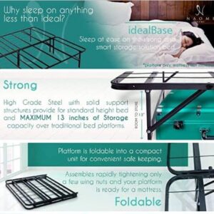 Naomi Home Twin XL Bed Frames, Foldable, Easy to Assemble, Storage Underneath