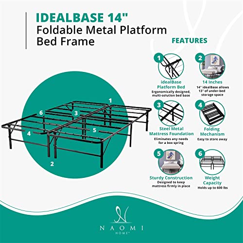 Naomi Home Twin XL Bed Frames, Foldable, Easy to Assemble, Storage Underneath