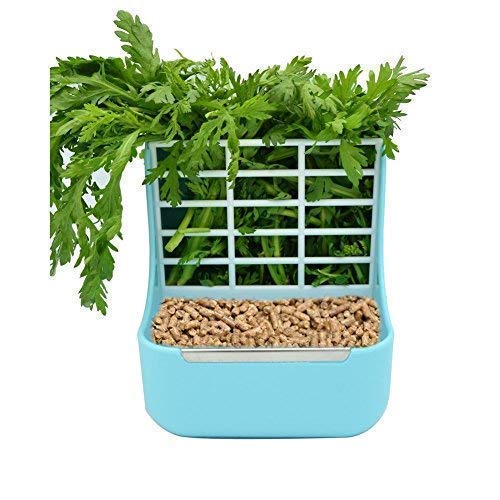 RUBYHOME Rabbit Feeders Hay Food Bin Feeder, Grass and Food Double Use Rabbit Feeder,Hay Feeders Supply for Rabbit Guinea Pig Chinchilla