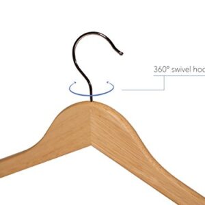 Topline Classic Wood Shirt Hangers - Natural Finish (10-Pack)