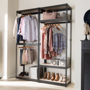 Baxton Studio Emeline Metal 7-Shelf Closet Storage Racking Organizer, Black