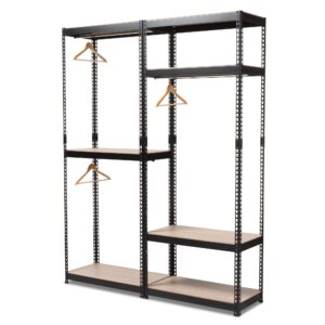 Baxton Studio Emeline Metal 7-Shelf Closet Storage Racking Organizer, Black