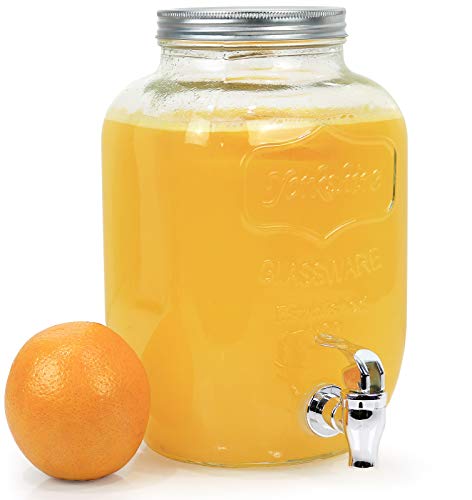 Estilo Glass Drink Dispenser for Parties - 1 Gallon Glass Jar Beverage Dispenser with Leak Free Spigot, 1 Gallon, Clear | For Parties, Weddings, Sun Tea Jar, Laundry Detergent, & Lemonade Dispenser