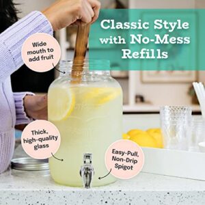 Estilo Glass Drink Dispenser for Parties - 1 Gallon Glass Jar Beverage Dispenser with Leak Free Spigot, 1 Gallon, Clear | For Parties, Weddings, Sun Tea Jar, Laundry Detergent, & Lemonade Dispenser