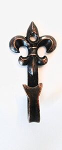 medium decorative fleur de lis wall decor hook, oil rubbed bronze metal hk-600orb