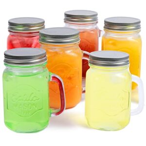 estilo mason jar mugs with handle mason jars 16 oz with lids mason jar drinking glasses mason jar glasses with handles mason jar cups smoothie cups overnight oats jars mason jar set of 6