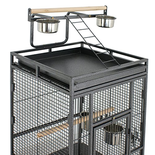 ZENY 61-inch Playtop Parrot Bird Cages, Wrought Iron Large Birdcage with Rolling Stand for Parakeet Cockatiels Quaker Conure Lovebird Finch Canary Small Medium Parrot Cage Birdcage, Black