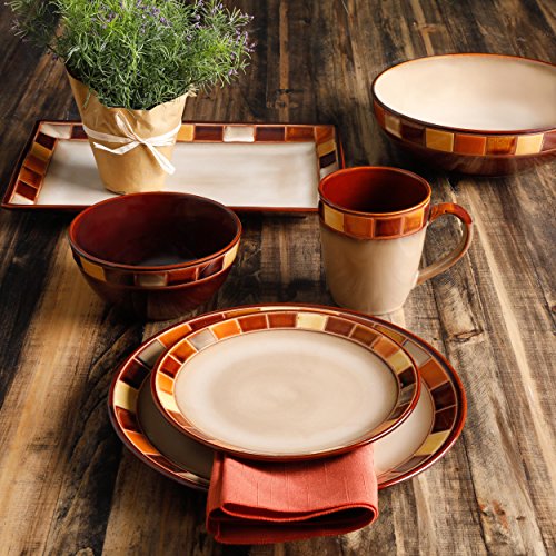 Gibson Elite Casa Estebana 10 Inch Reactive Glaze Serving Bowl, Brown