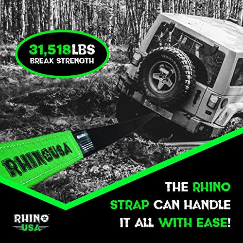 Rhino USA Heavy-Duty Recovery Gear Combos Off-Road Jeep Truck Vehicle Recovery, Best Offroad Towing Accessories - Guaranteed for Life (30' Strap + Shackles)