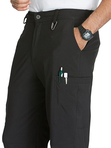 Cherokee Men's Scrub Pants Modern Fit 6 Pockets Tapered Leg with Drawstring CK200A, M, Black