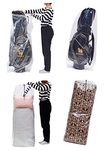 Big Plastic Bags Multi-Purpose Drawstring Bag Set Dust Cover For Keeping Golf's Bag, Picnic Mattress Good for Household Organizing Reusable Set of 2 Sizes