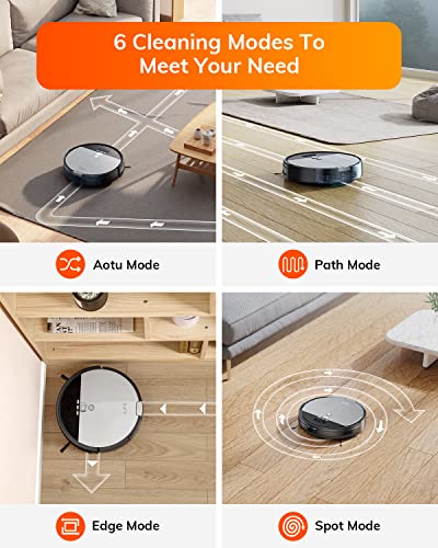 ILIFE V8s Robot Vacuum and Mop Combo, Big 750ml Dustbin, Enhanced Suction Inlet, Zigzag Cleaning Path, LCD Display, Schedule, Self-Charging Robot Vacuum Cleaner, Ideal for Hard Floor and Pet Hair.