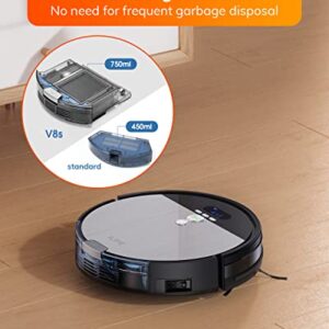 ILIFE V8s Robot Vacuum and Mop Combo, Big 750ml Dustbin, Enhanced Suction Inlet, Zigzag Cleaning Path, LCD Display, Schedule, Self-Charging Robot Vacuum Cleaner, Ideal for Hard Floor and Pet Hair.