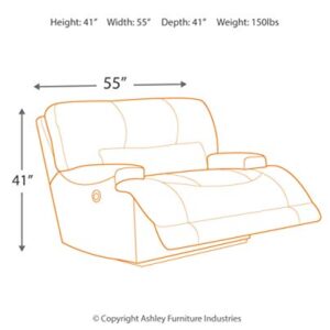 Signature Design by Ashley McCaskill Leather 2 Seat Oversized Manual Reclining Sofa, Dark Gray