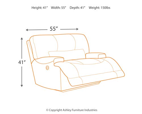 Signature Design by Ashley McCaskill Leather 2 Seat Oversized Manual Reclining Sofa, Dark Gray