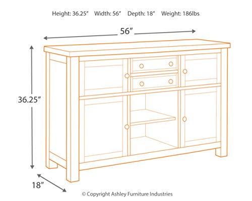 Signature Design by Ashley Moriville Rustic -Dining Room Buffet with 4 Cabinets & Display Shelf, Brown