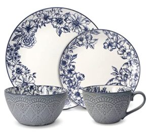 pfaltzgraff gabriela blue 16-piece dinnerware set, service for 4