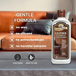 PARKER & BAILEY LEATHER CLEANER & CONDITIONER – Restores & Conditions Leather, Cleaner For Upholstery or Car Interior, Car Leather Seat Cleaner, Faux Leather, Furniture, Handbags, Shoes & More 12oz