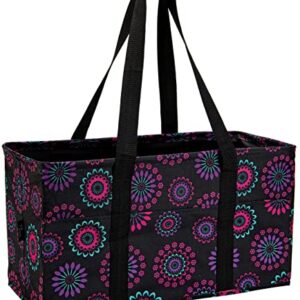 Pursetti Extra Large Utility Tote Bag for Women with 6 Exterior Pockets - Perfect as Beach Bag, Pool Bag, Laundry Bag, Storage Tote for Ballgame, Beach, Pool, and Home (Extra Large, Purple)