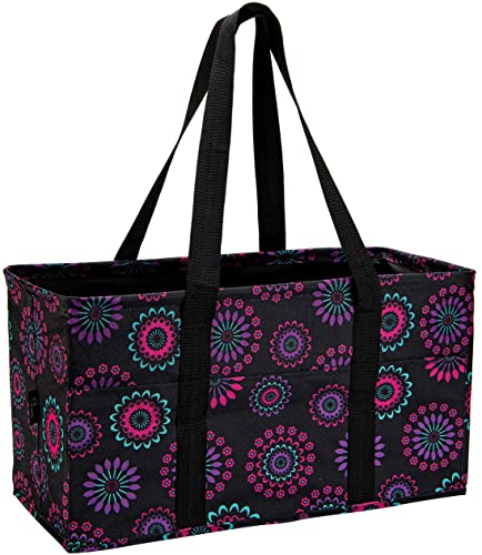 Pursetti Extra Large Utility Tote Bag for Women with 6 Exterior Pockets - Perfect as Beach Bag, Pool Bag, Laundry Bag, Storage Tote for Ballgame, Beach, Pool, and Home (Extra Large, Purple)