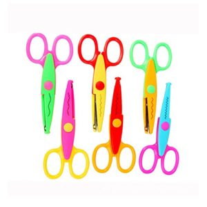 jialeey plastic kids design safety art scissors creative crafts scissors paper scrapbooking decorative wave lace edge cutters set 6 pcs