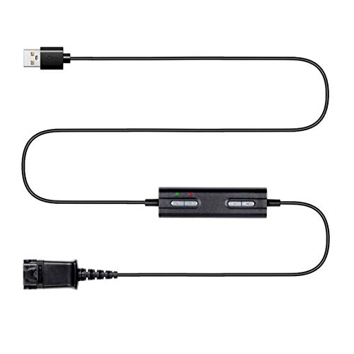 Headset QD(Quick Disconnect) Connector to USB Adapter Cable with Volume Adjuster, Mute for Speaker and Microphone Separately Compatible with Any Plantronics and VoiceJoy Headset QD Plug