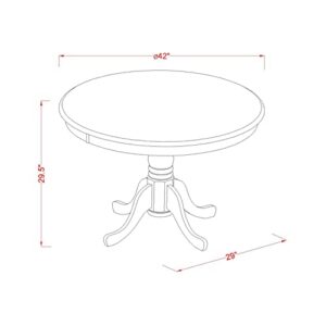 East West Furniture HLT-BMK-TP Hartland Kitchen Dining Table - a Round Wooden Table Top with Pedestal Base, 42x42 Inch, Buttermilk & Cherry