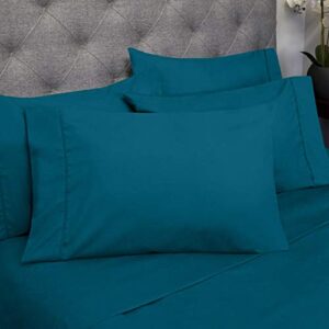 Cal King Size Bed Sheets - 6 Piece 1500 Supreme Collection Fine Brushed Microfiber Deep Pocket California King Sheet Set Bedding - 2 Extra Pillow Cases, Great Value, California King, Teal