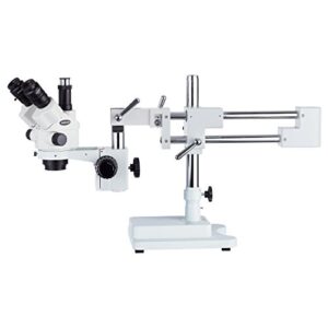 AmScope 3.5X-180X Simul-Focal Stereo Zoom Microscope on Boom Stand with an LED Light and 16MP USB3 Camera