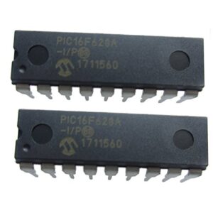 2 pcs pic16f628 flash-based, 8-bit cmos microcontrollers with nanowatt technology mcu, pic16f, 20mhz, dip-18