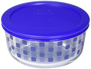 pyrex 1126076 4-cup cadet blue small square dots w/lid