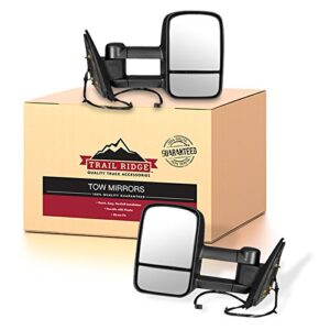 trail ridge tow mirror power heated textured black pair set for silverado sierra