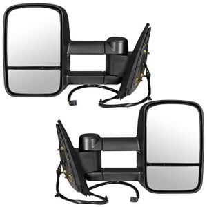 Trail Ridge Tow Mirror Power Heated Textured Black Pair Set for Silverado Sierra