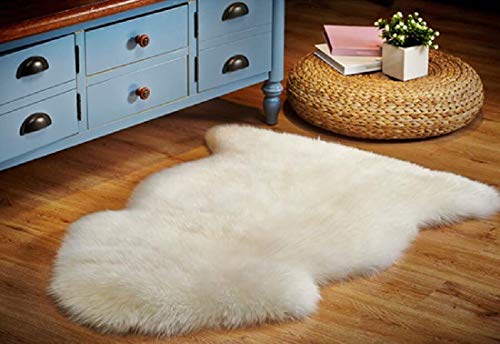 OKAYDA Genuine New Zealand Sheepskin Area Rug Soft Lambskin Decorative Rug for Bedroom Sofa Floor One Pelt